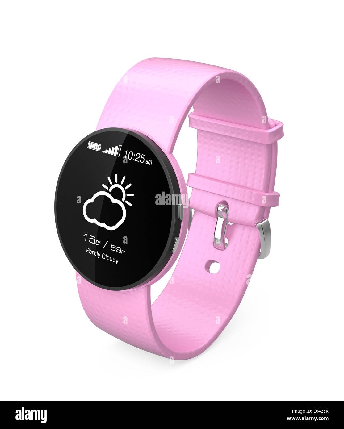 Pink smart watch isolated on white background Stock Photo - Alamy