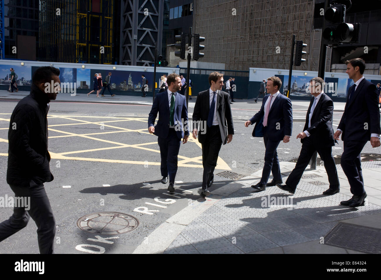 Old colleagues greet each other in the City of London as an outsider ...