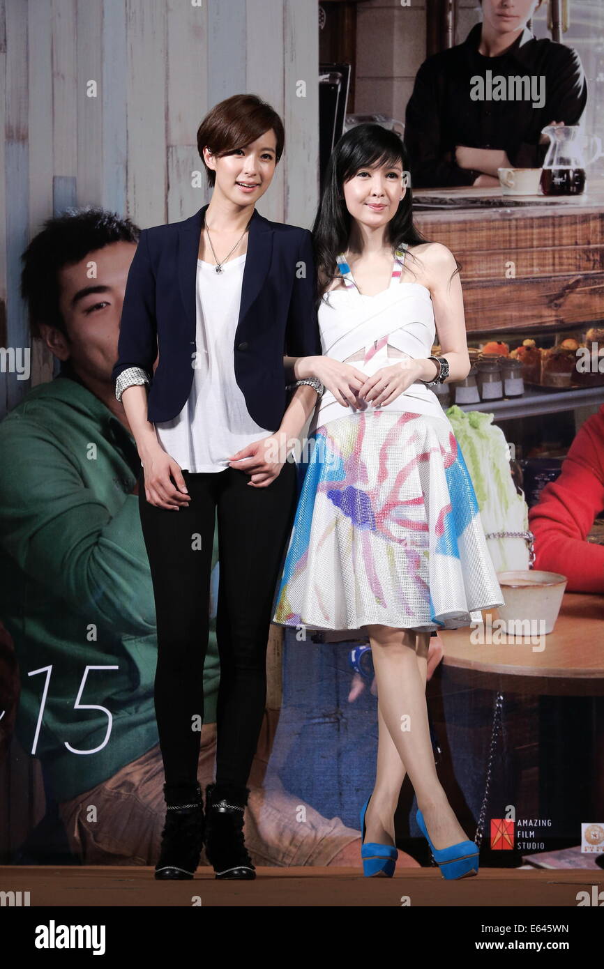 Taipei. 13th Aug, 2014. Actress Vivian Chow and Megan Lai promote film Cafe¡¤Waiting¡¤Love in ...