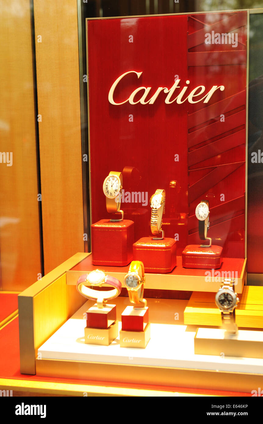 PARIS, FRANCE - MARCH 30, 2011: Detail of Cartier shop on Champs ...