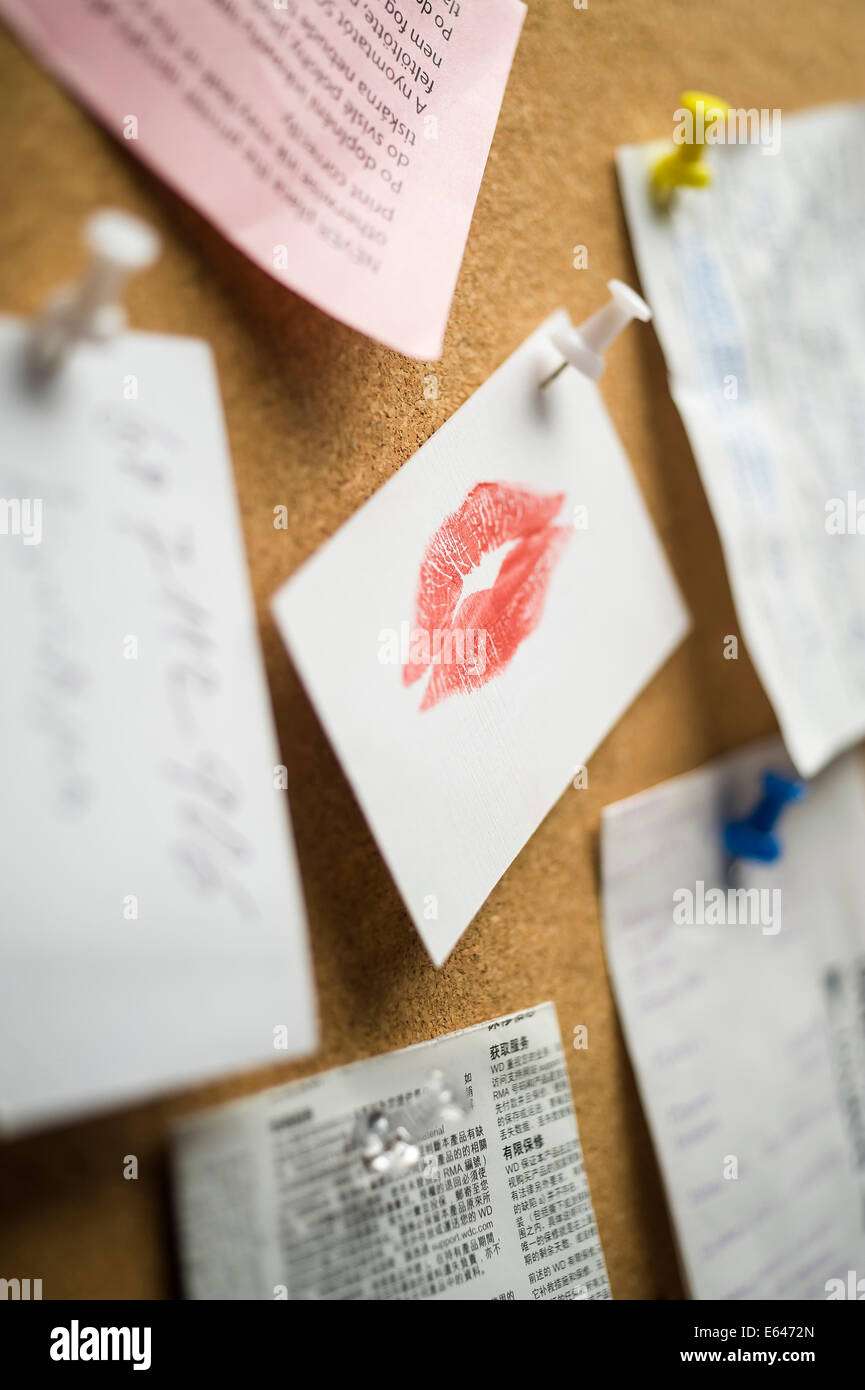 visiting card with red lip print Stock Photo - Alamy