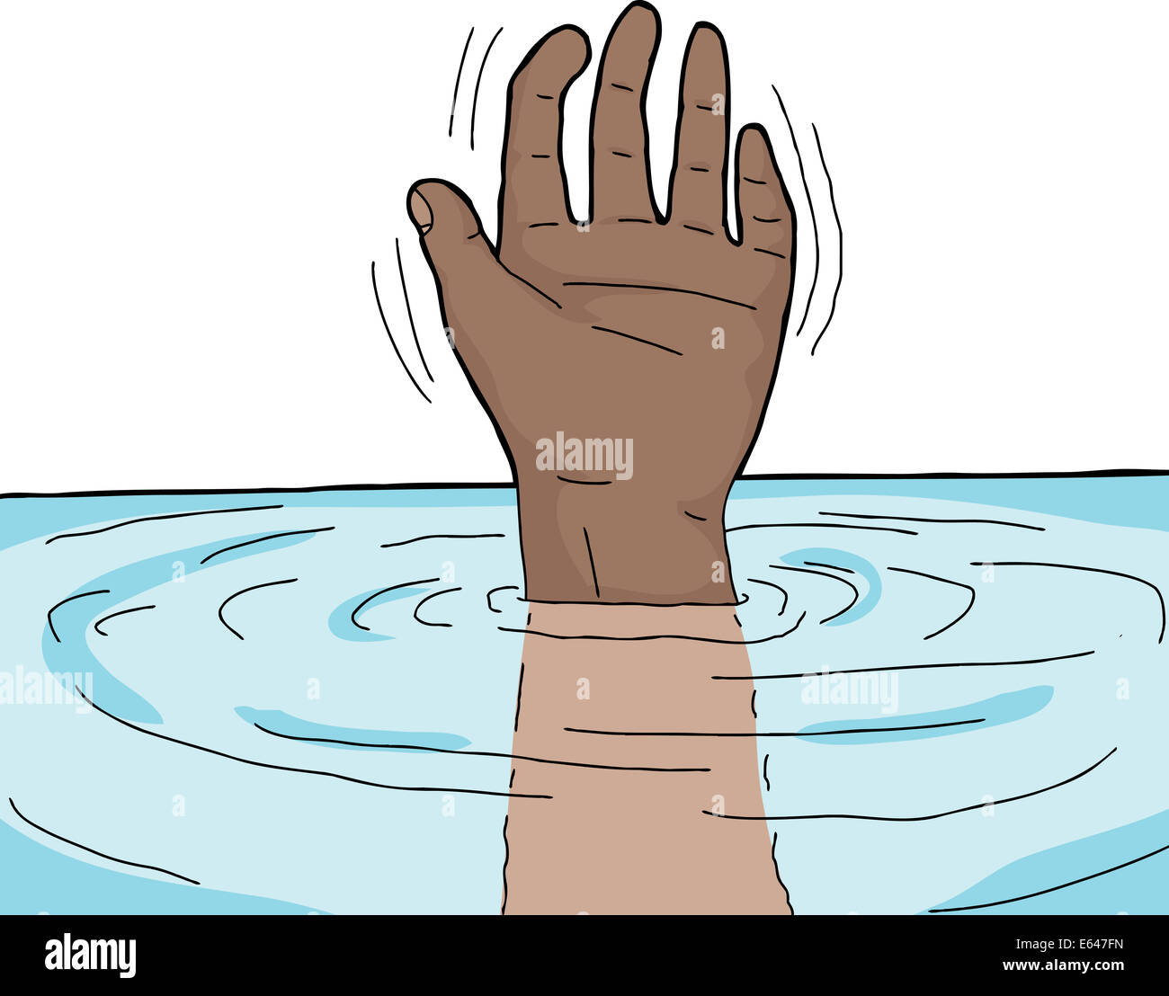 Single human hand waving from under water Stock Photo - Alamy