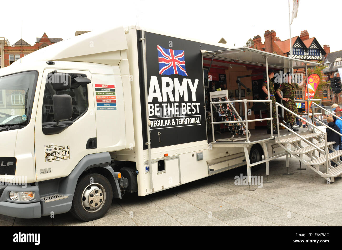 NOTTINGHAM, UK - MAY 25, 2011: Army recruitment action during the Armed ...