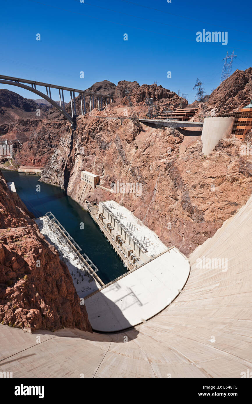View of the Hoover Dam in the Black Canyon of the Colorado River, on ...