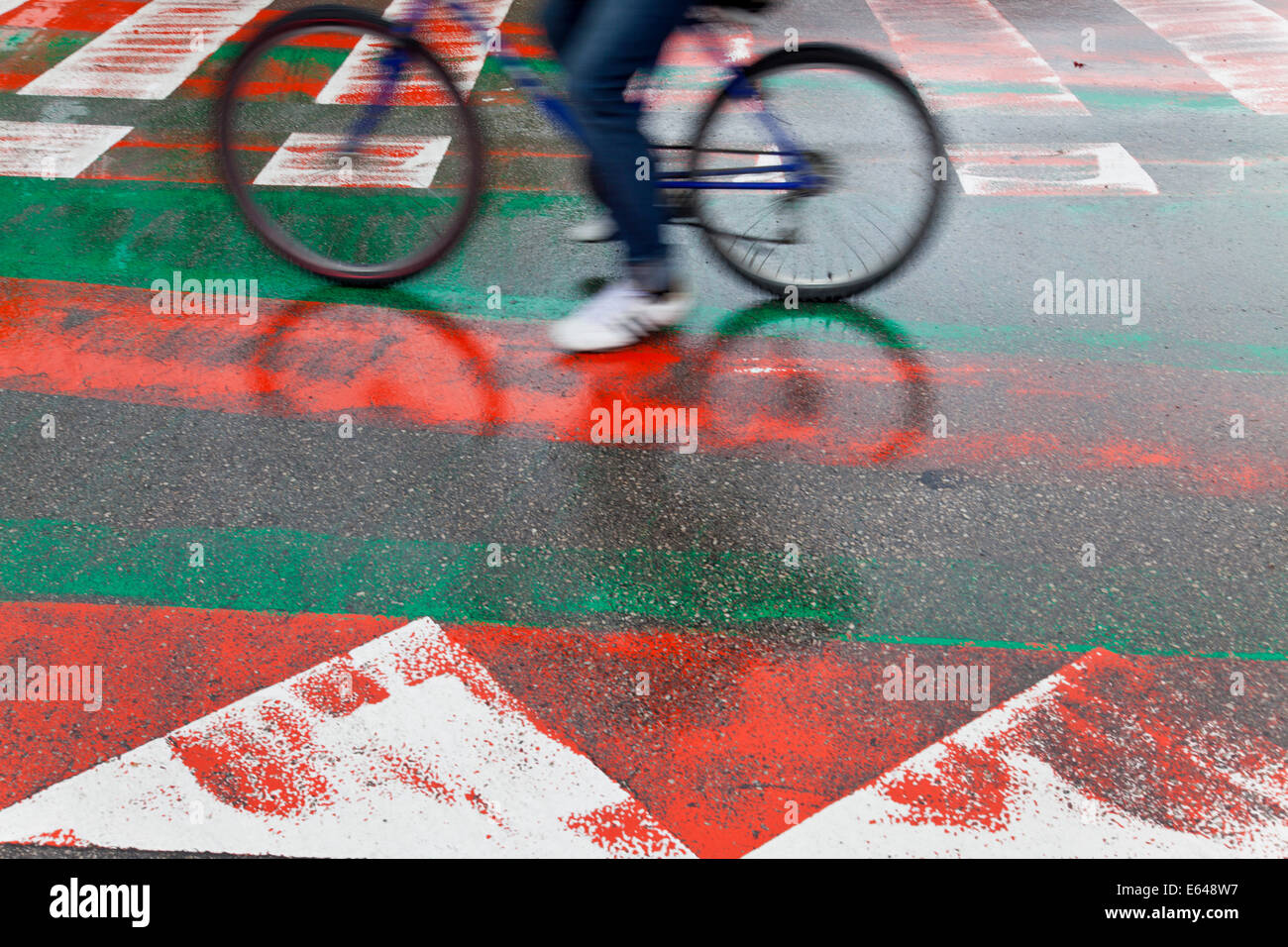 Pedestrian crossing & cycle path, Spain Stock Photo - Alamy