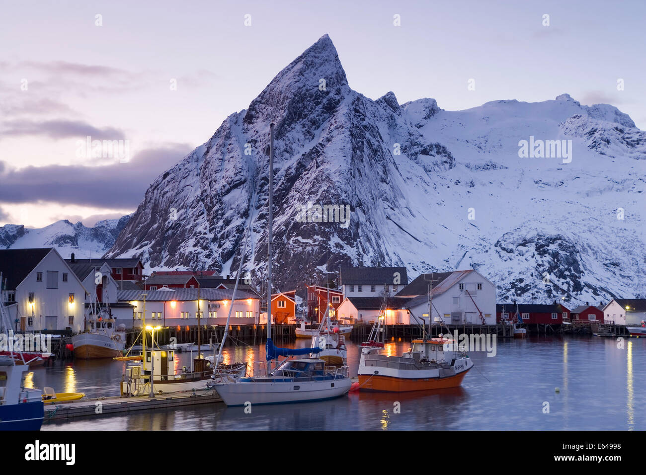 Harbour in winter at Hamnoy, Lofoten Islands, Norway Stock Photo - Alamy