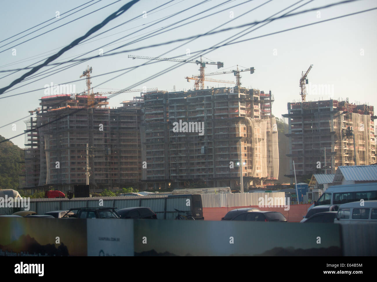 Rio de Janeiro, Brazil. 6th Aug, 2014. Construction cranes tower above ...