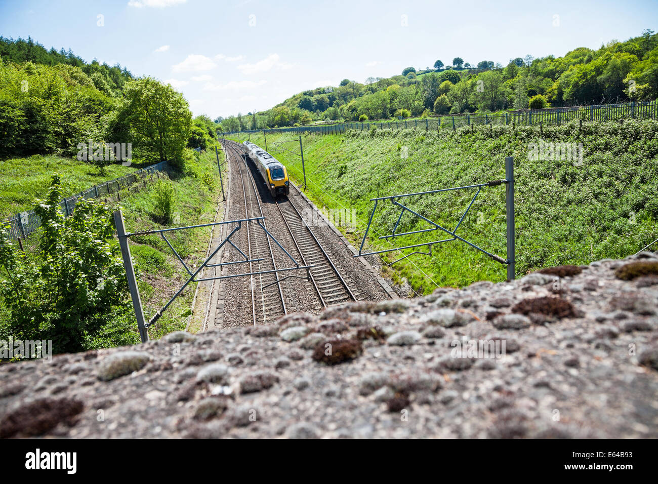 A Virgin intercity train on the main Londow to glasgow line at Bathpool ...