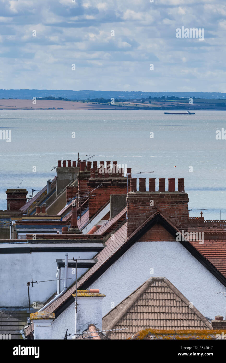 Across Rooftops to Thames Estuary and North Kent Coastline Stock Photo ...