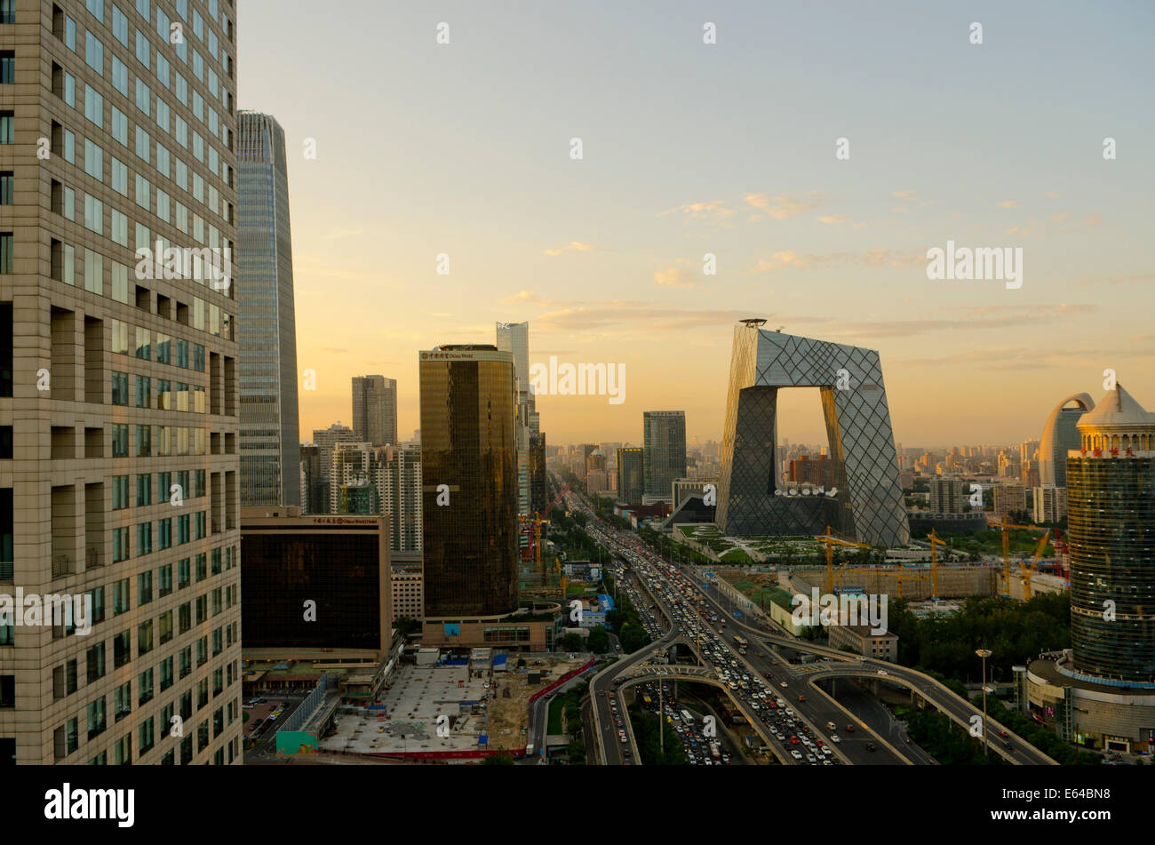 Beautiful wide angle view of the skyline of the Chinese capital city ...