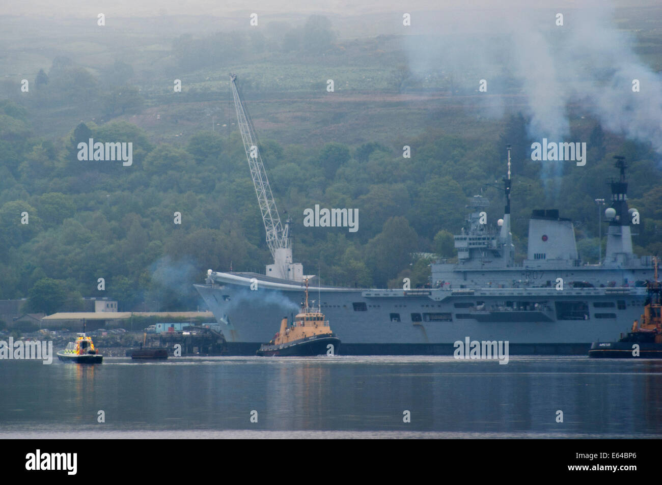 View of Faslane Royal Navy submarine base in Loch Gare on the shores of ...