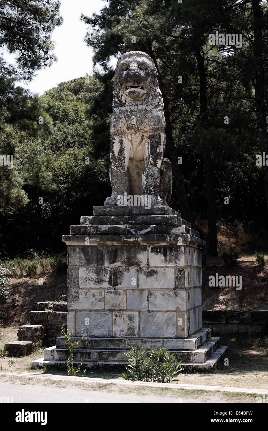 Amphipolis, Greece. 14th Aug, 2014. The 4th century BC marble Lion of ...
