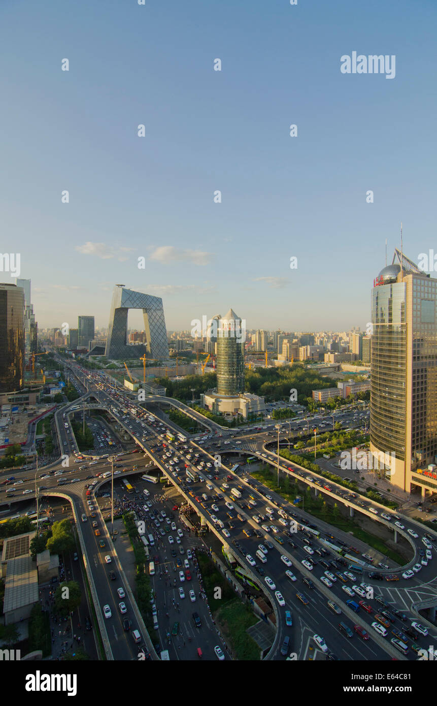 Beautiful wide angle view of the skyline of the Chinese capital city ...