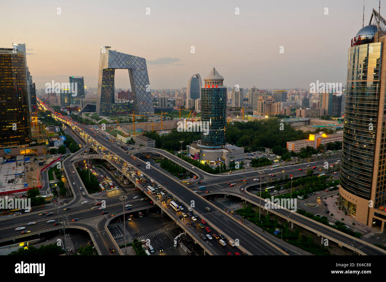 Beautiful wide angle view of the skyline of the Chinese capital city ...
