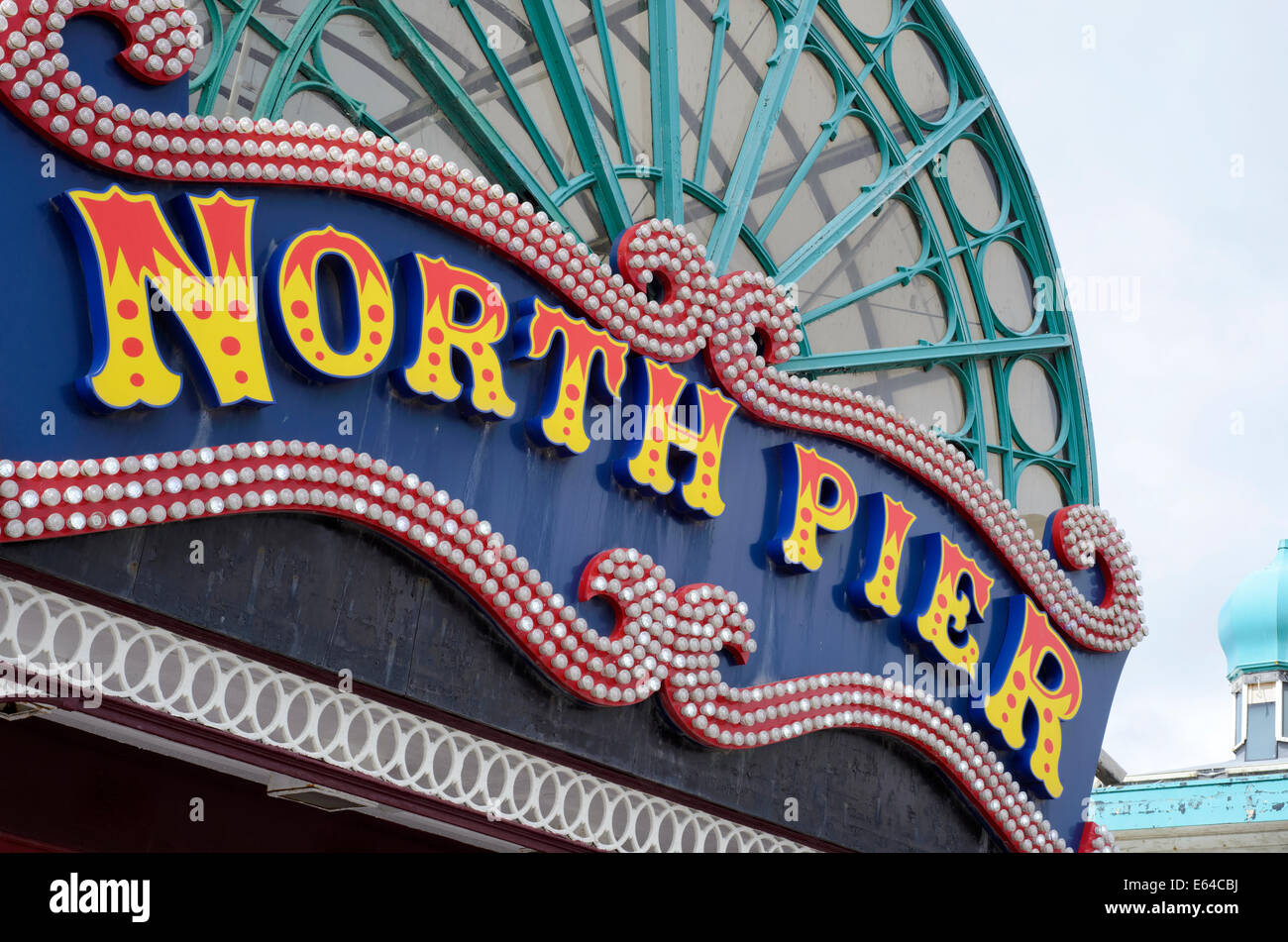 Sign over the entrance to north pier in blackpool hi-res stock ...