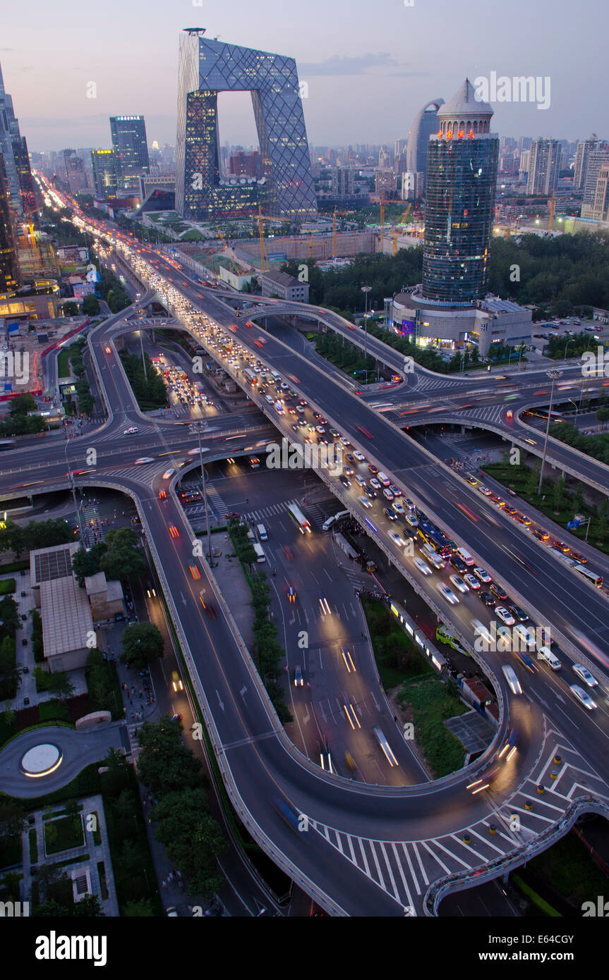 Beautiful wide angle view of the skyline of the Chinese capital city ...