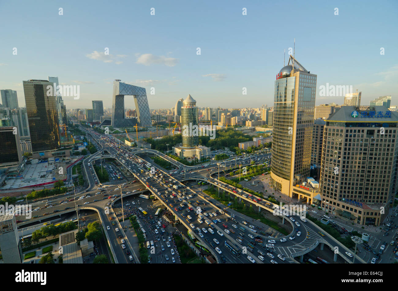 Beautiful wide angle view of the skyline of the Chinese capital city ...