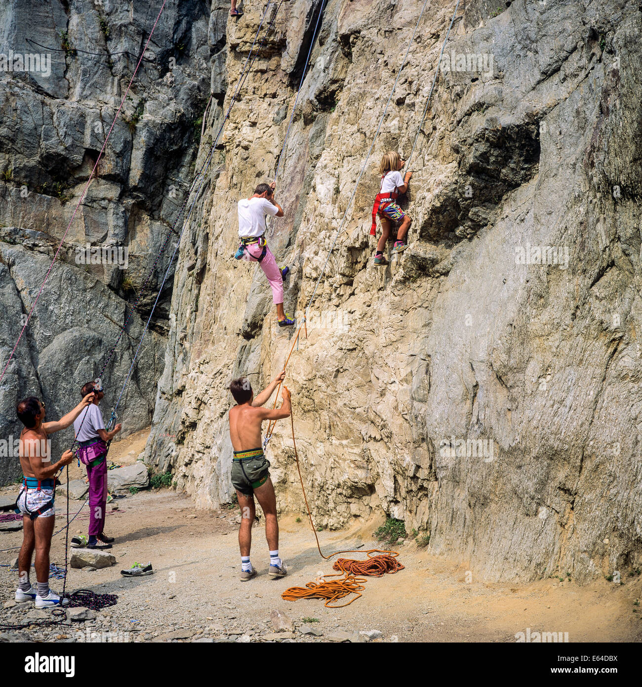 Rock climbing school Chamonix Savoy French Alps France Europe Stock ...