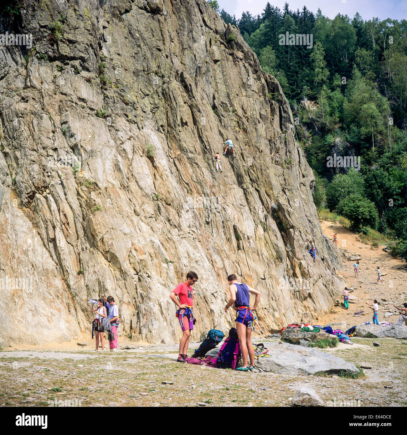 Rock climbing school Chamonix Savoy French Alps France Europe Stock ...