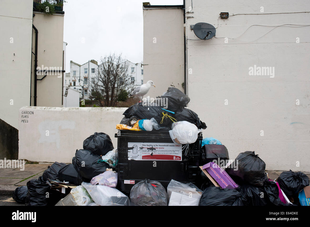 Overflowing communal rubbish bins Stock Photo - Alamy