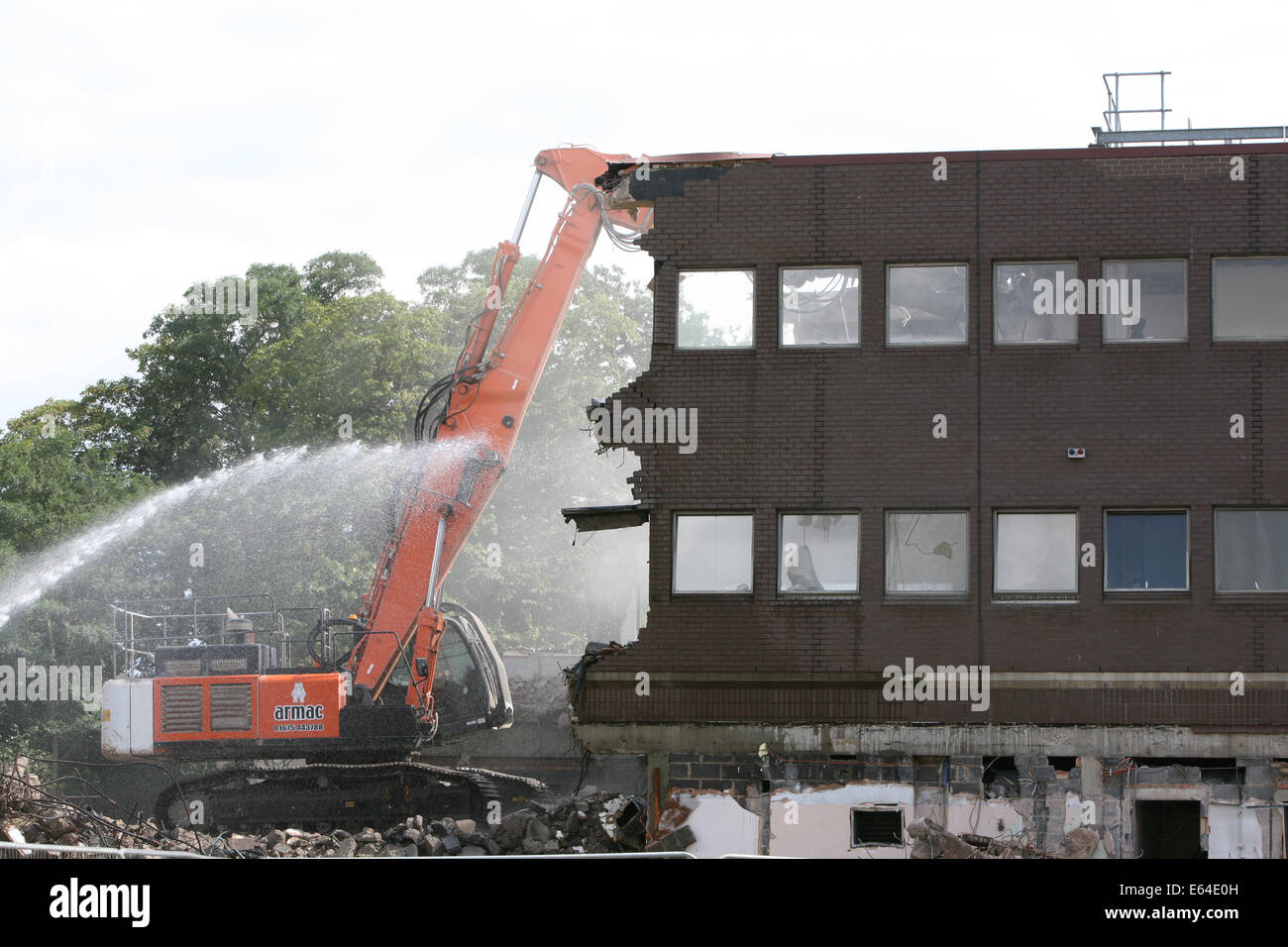 Demolition work begins on loughborough police station Stock Photo - Alamy