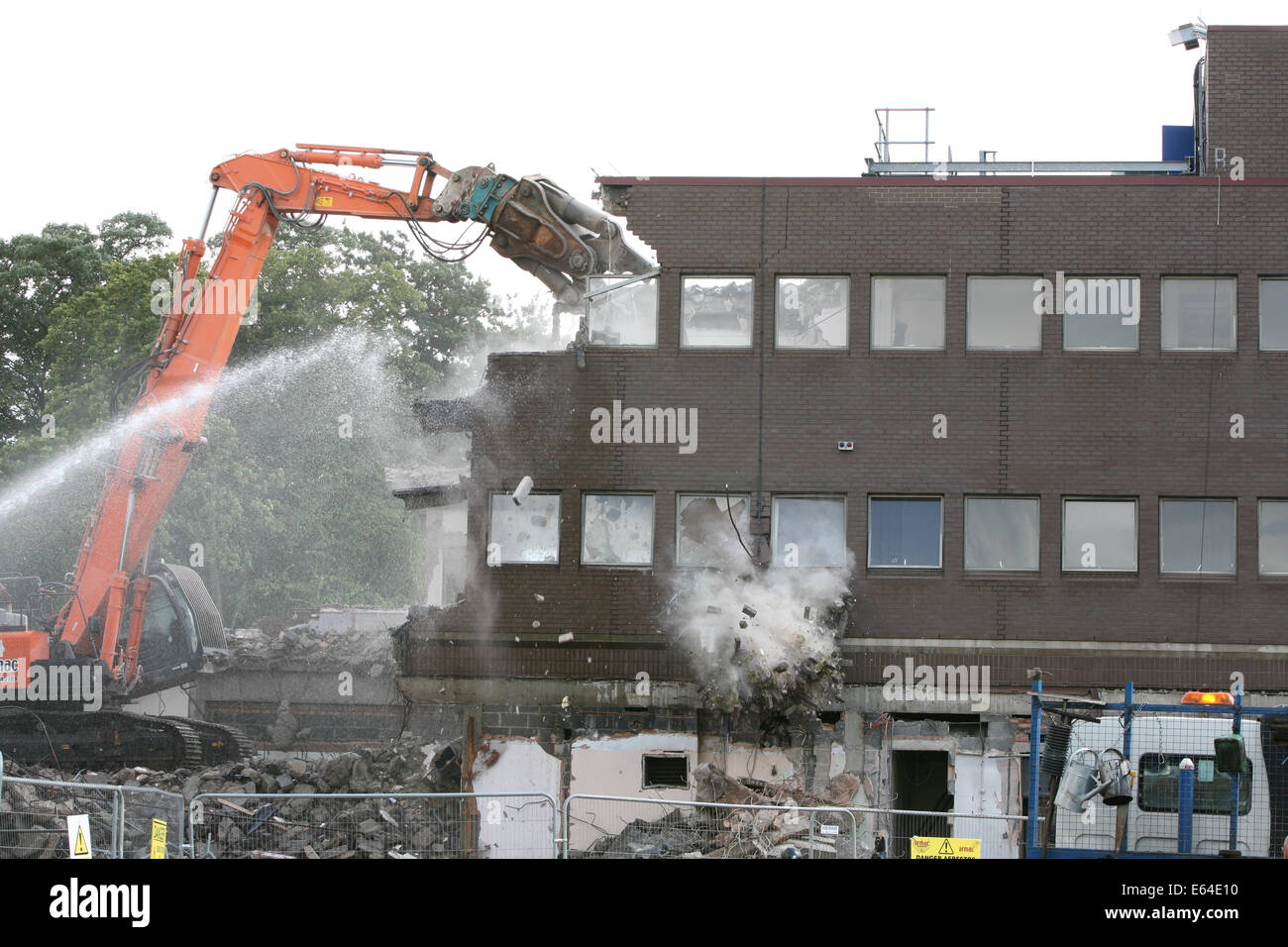Demolition work begins on loughborough police station Stock Photo - Alamy