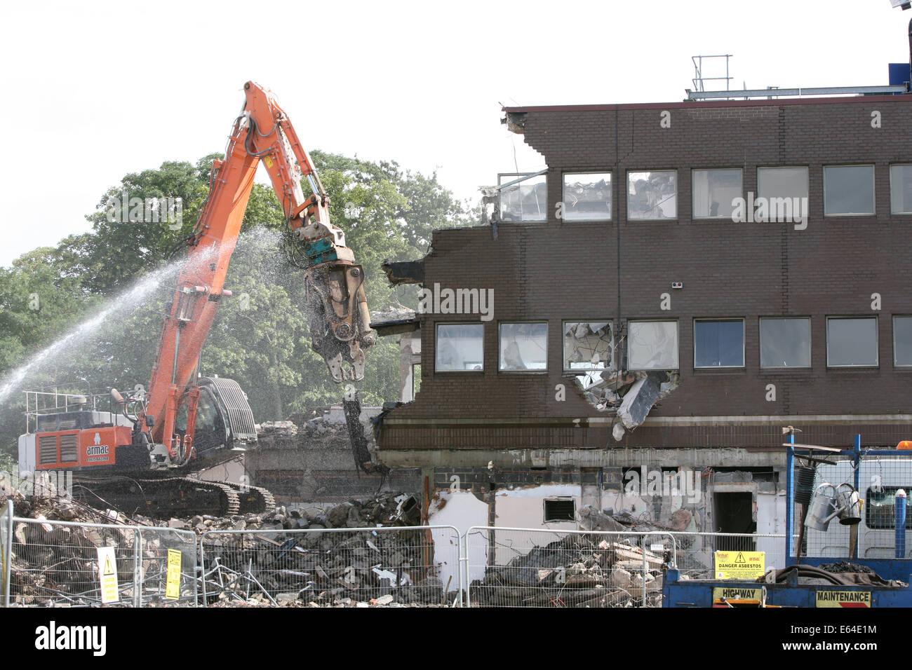 Demolition work begins on loughborough police station Stock Photo - Alamy