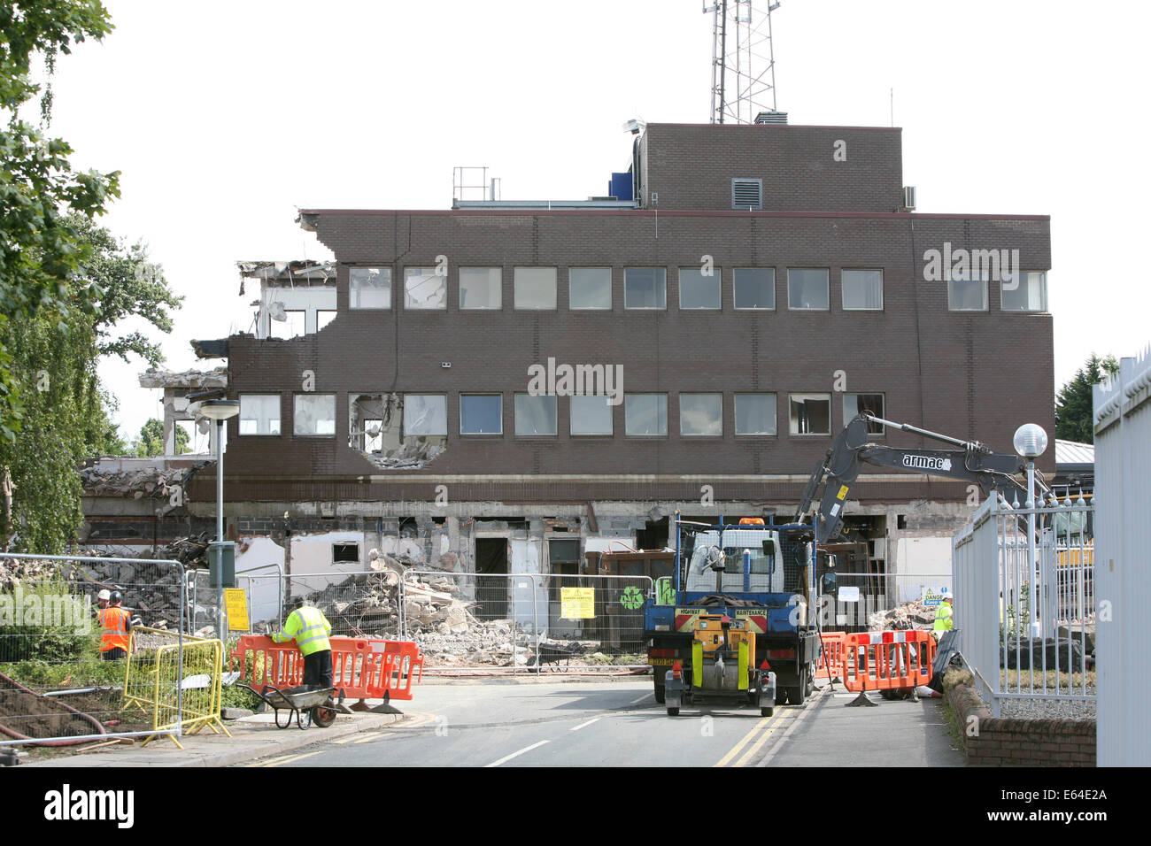 Demolition work begins on loughborough police station Stock Photo - Alamy