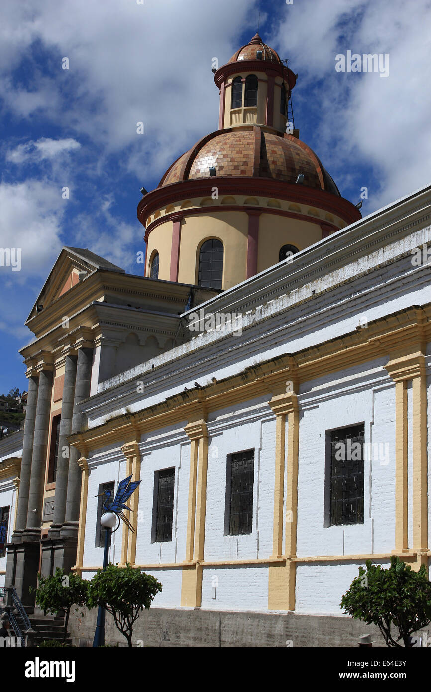 A Catholic Church in the town square in Otavalo, Ecuador Stock Photo ...