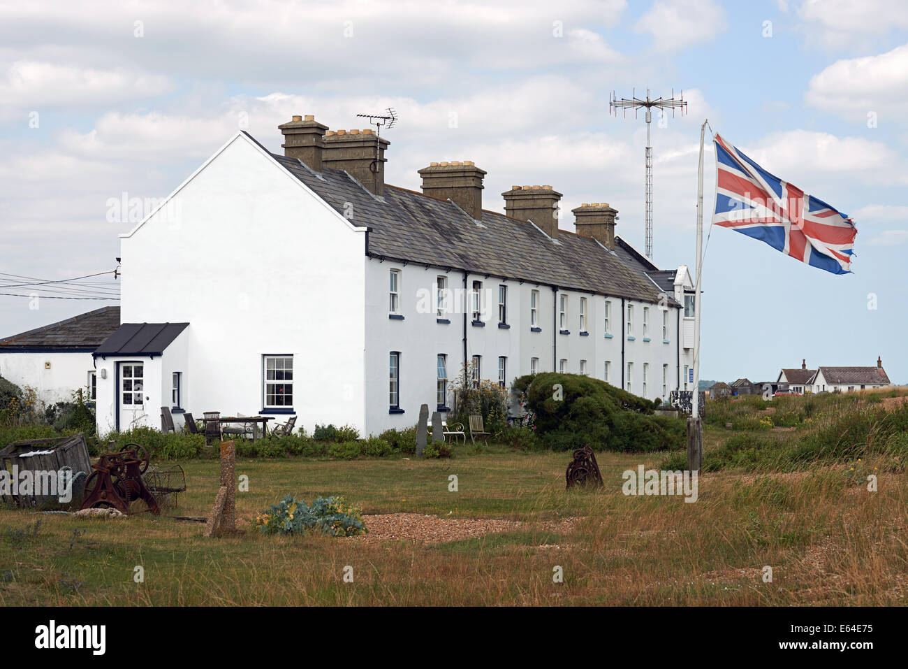 Former coastguard cottages Shingle Street Suffolk UK Stock Photo - Alamy