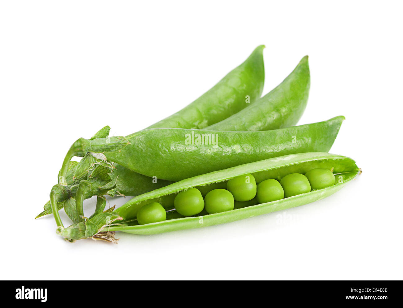 Open pod peas on white Cut Out Stock Images & Pictures - Alamy