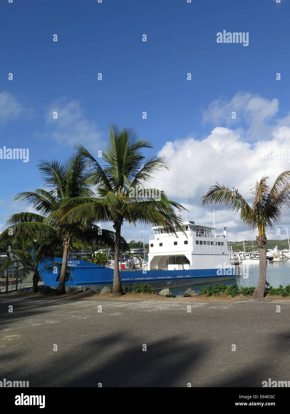 Samson, a ship that delivers goods daily to Hamilton Island, Great ...