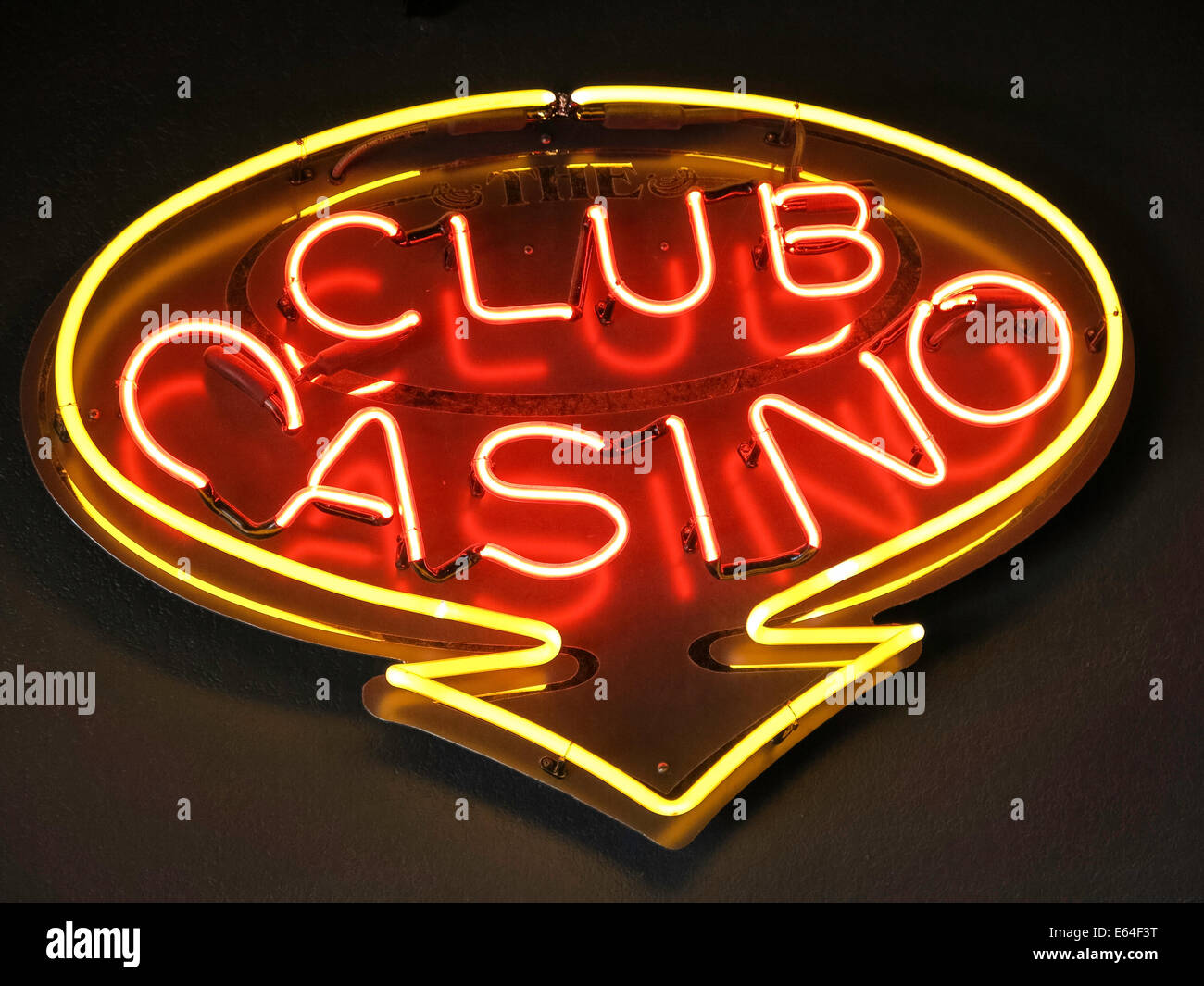 Club Casino Neon Sign with Arrow Stock Photo - Alamy