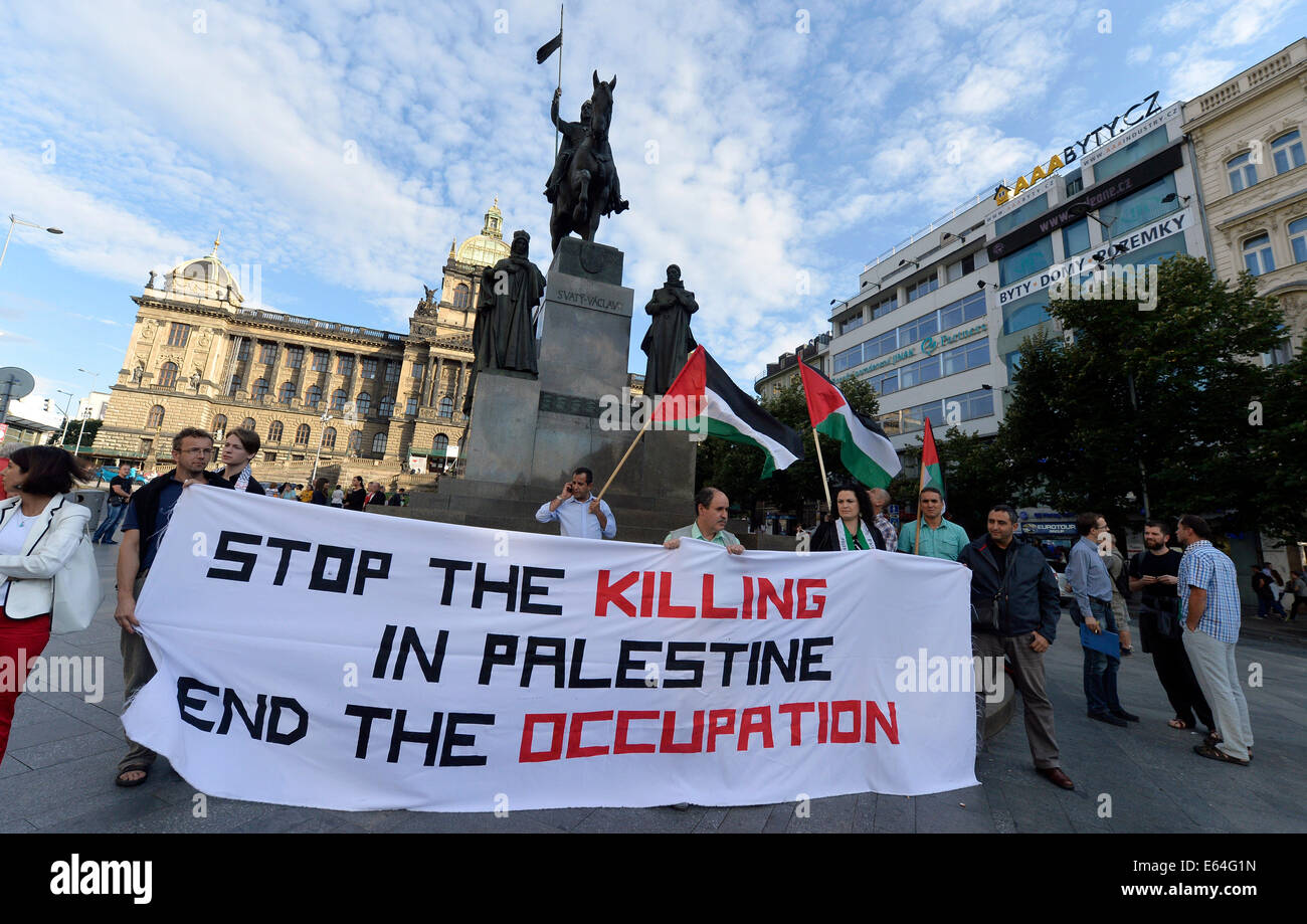 Prague, Czech Republic. 14th Aug, 2014. Palestine support demonstration ...