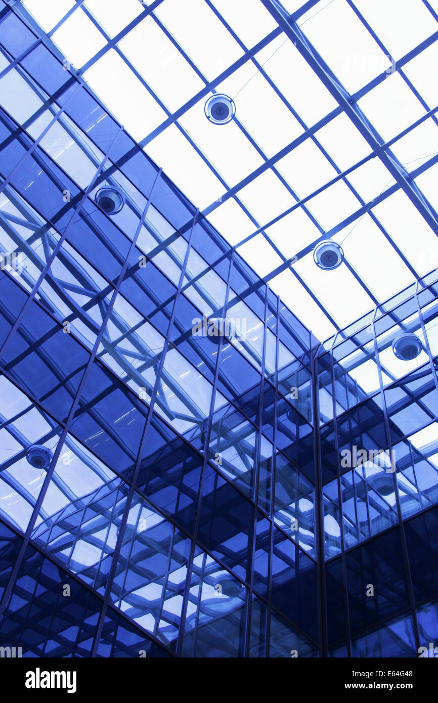 Transparent ceiling of office building, may be used as background Stock ...