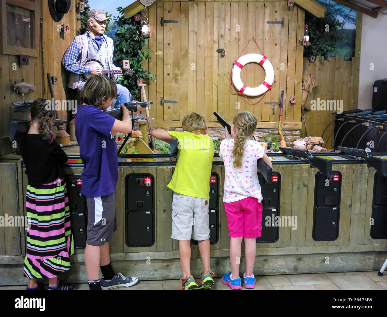 Children at Simulated Laser Shooting Range, Scheels Sporting Goods ...