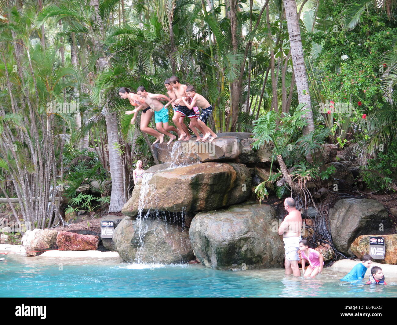 Kids jumping in a waterfall hi-res stock photography and images - Alamy