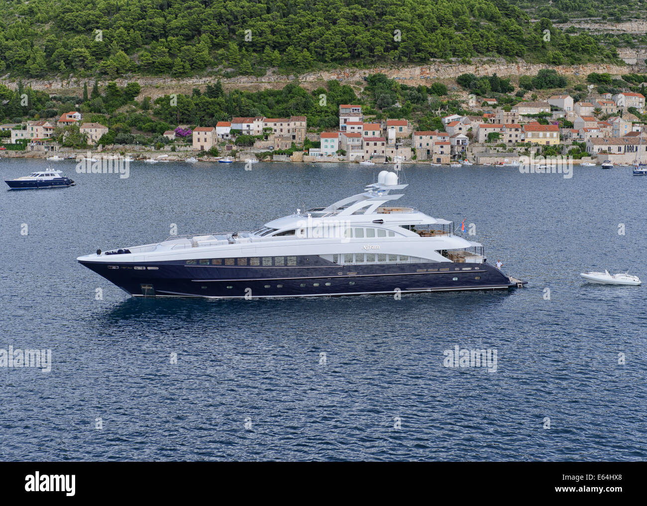 Luxury Yacht in Vis Island Harbor, Croatia Stock Photo - Alamy
