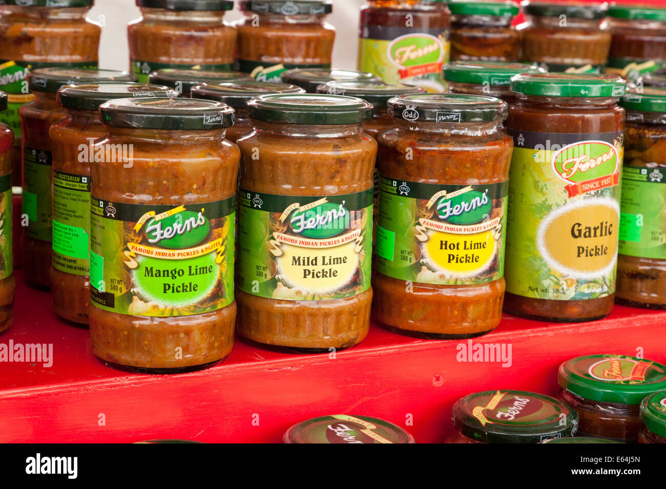 jars of Fern's Indian pickles Stock Photo - Alamy