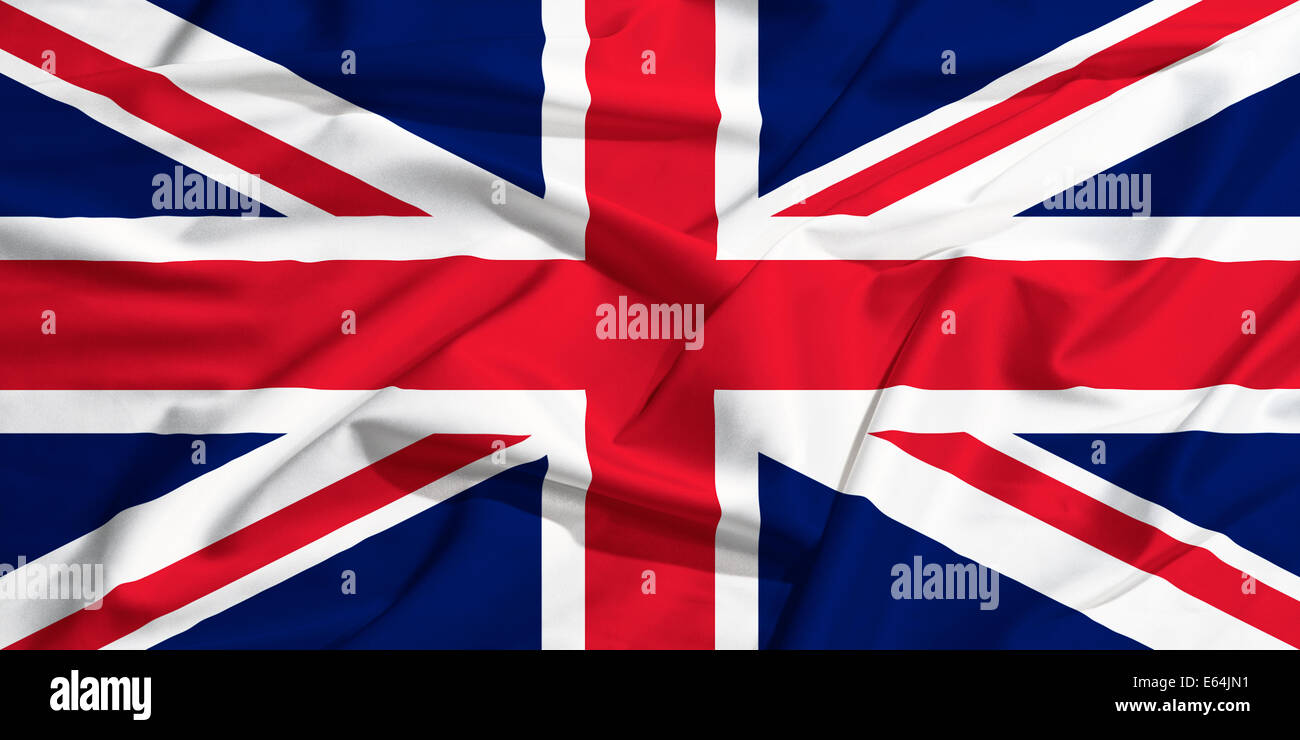 United Kingdom flag on a silk drape waving Stock Photo - Alamy