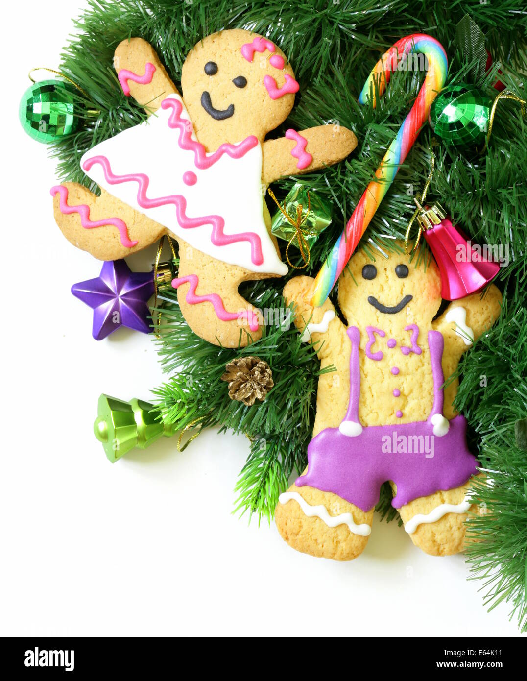 traditional Christmas gingerbread man with festive decorations and ...