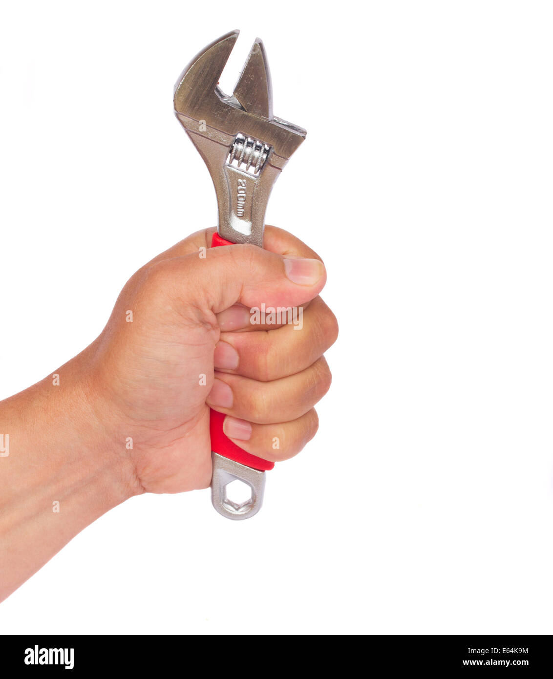 hand holding ajustable wrench Stock Photo - Alamy