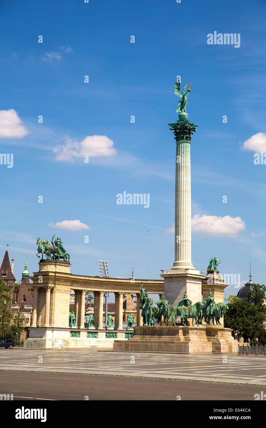 The millenium Monument on the heroes square in Budapest, Hungary ...