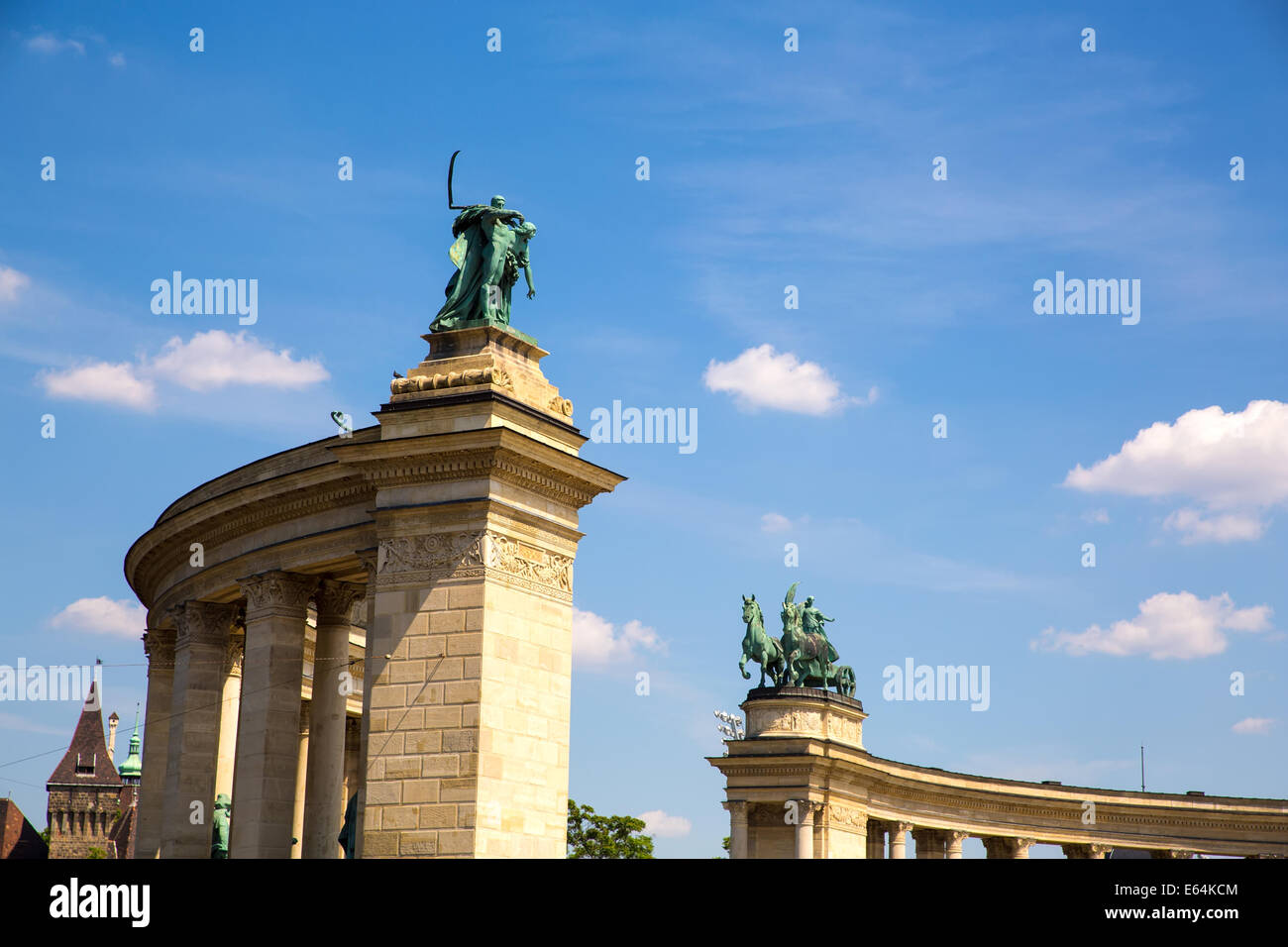 The millenium Monument on the heroes square in Budapest, Hungary ...