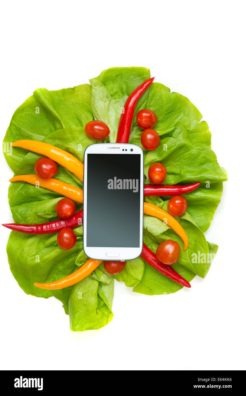 Various vegetables with a Smartphone Stock Photo - Alamy