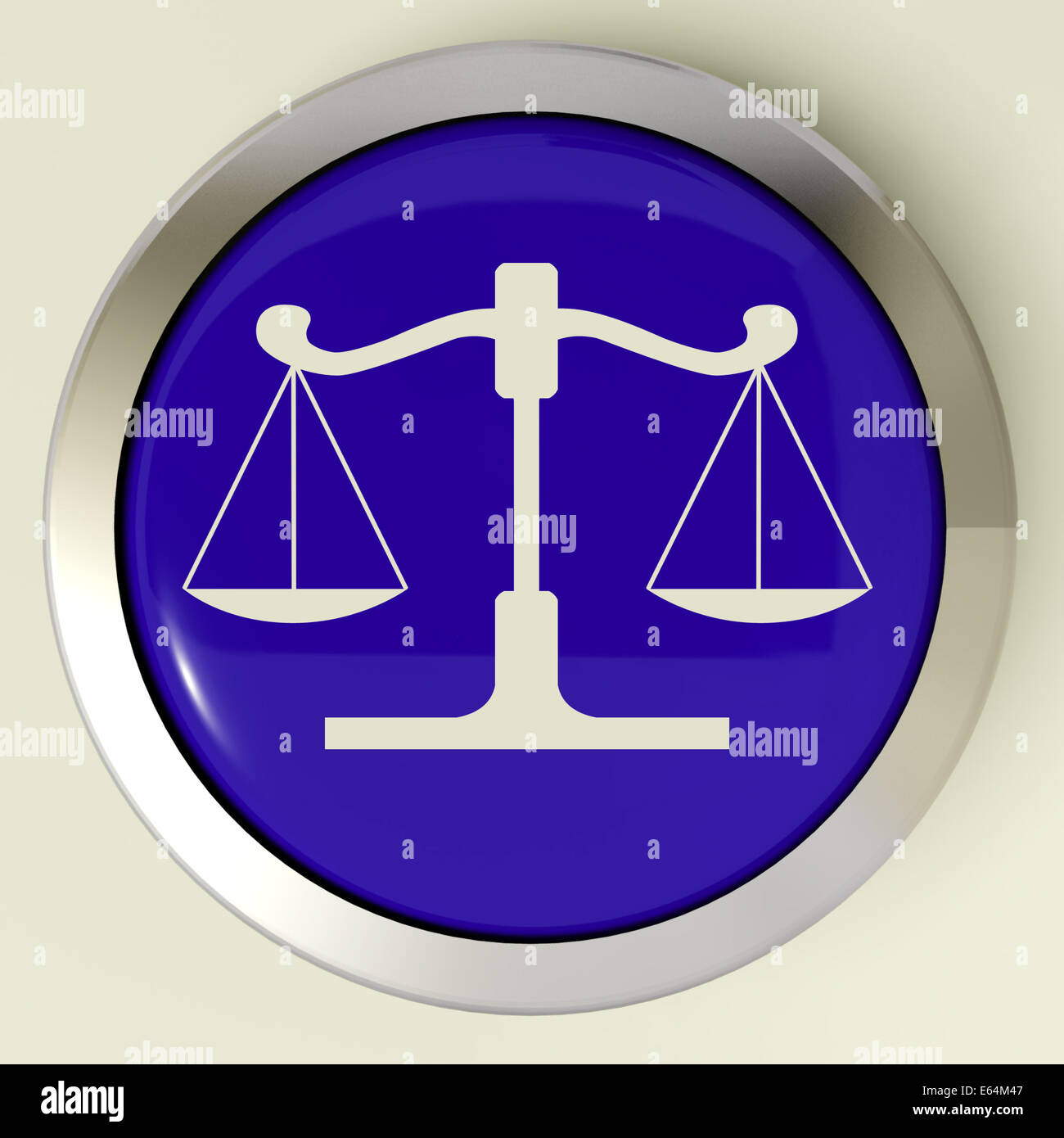Scales Of Justice Button Meaning Law Trial Stock Photo - Alamy