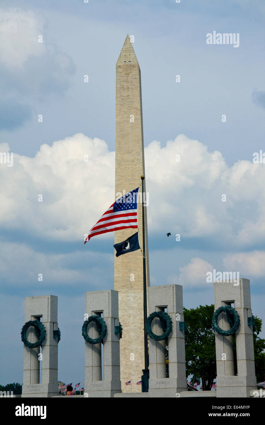 National World War II Memorial, and Washington Monument, Washington DC ...