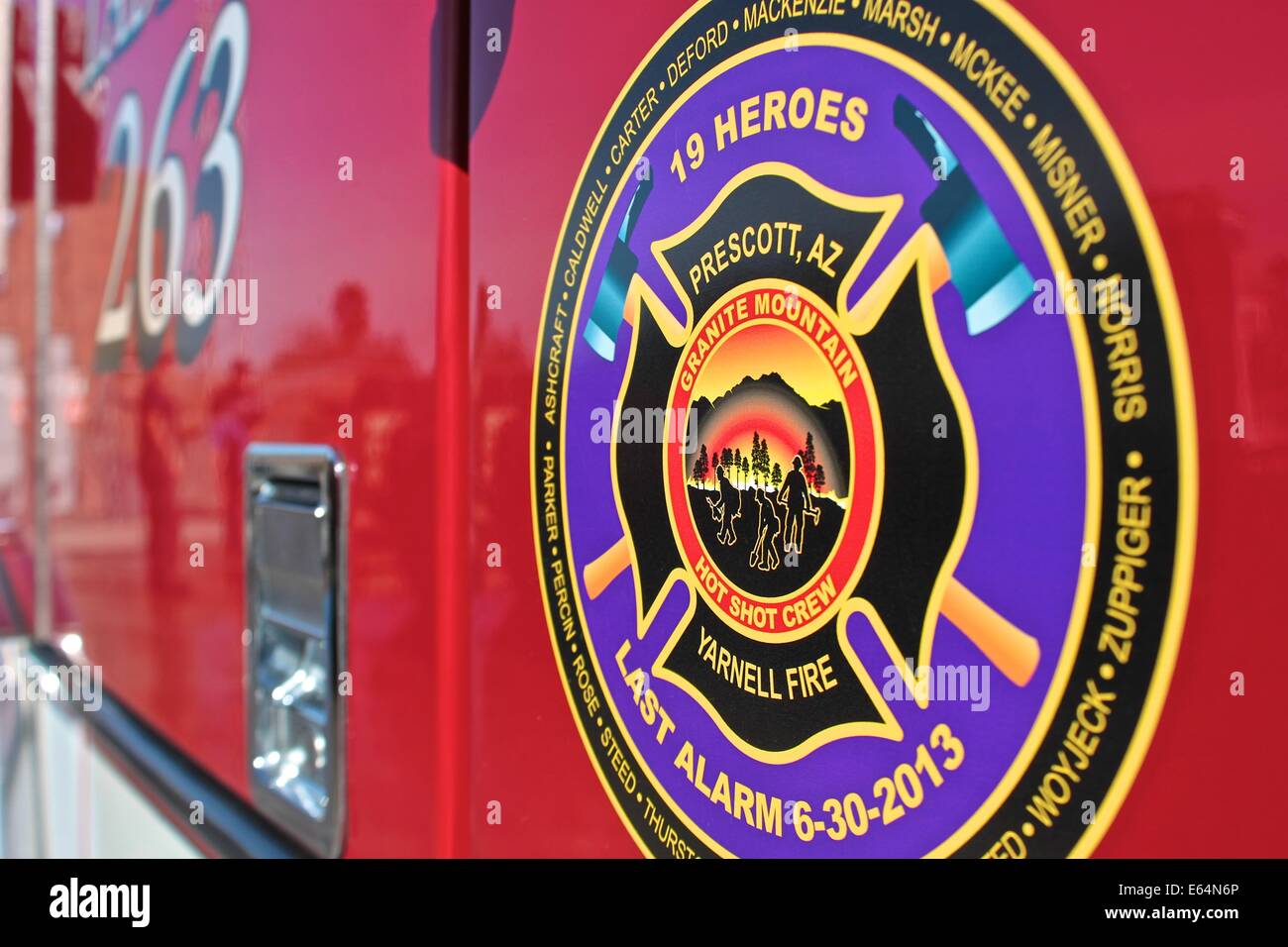 Engine 263 with Yarnell Memorial Decal Stock Photo - Alamy