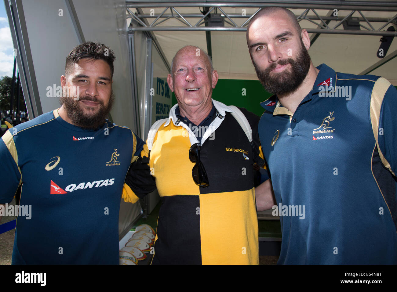 SYDNEY, AUSTRALIA - August 14, 2014: Pek Cowan (left), Scott Fardy ...