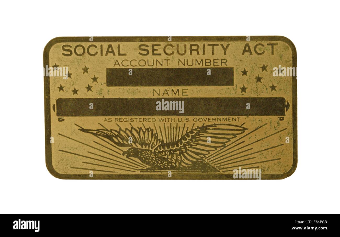 Antique Brass Social Security Card Used To Identify Individuals Path